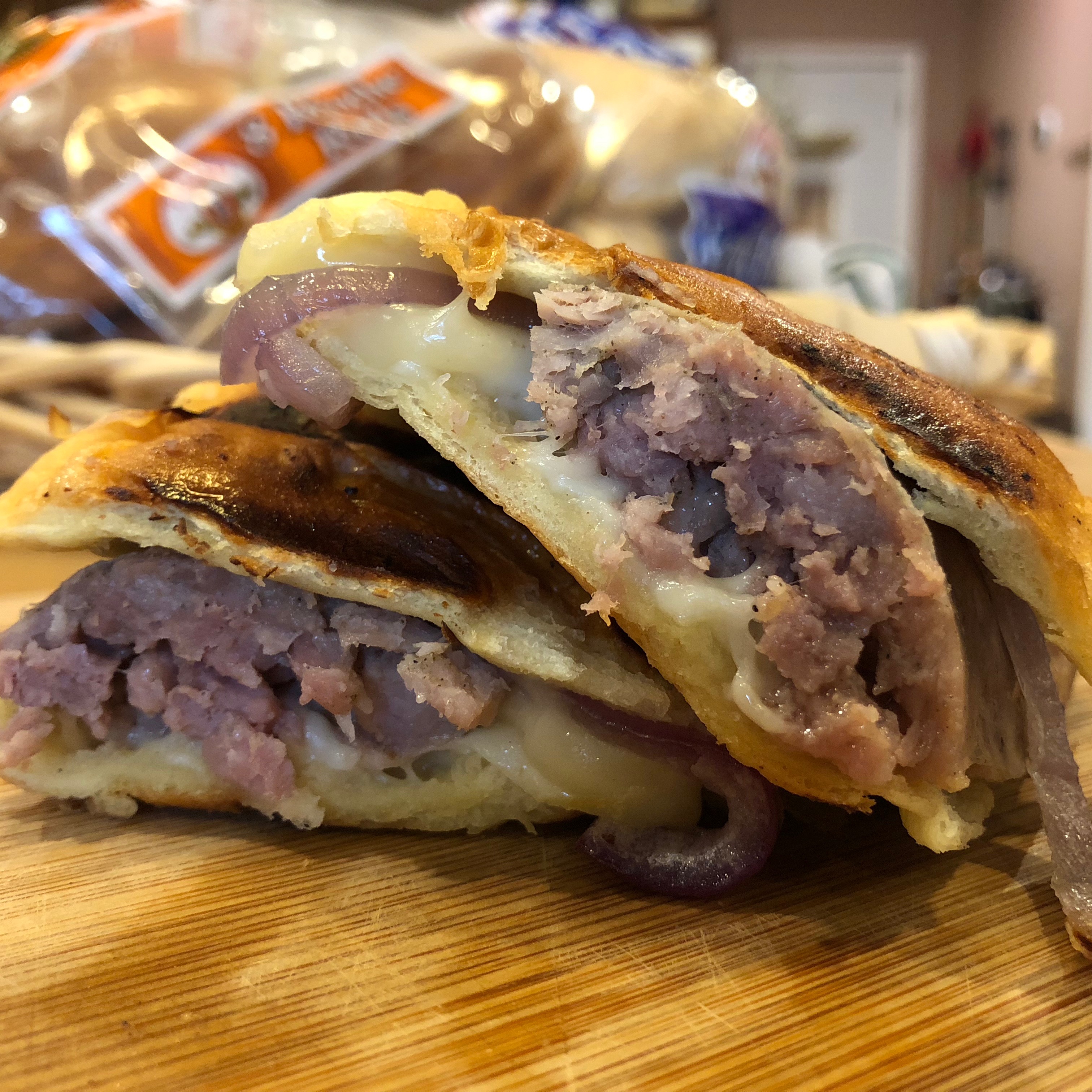 Bratwurst Grilled Cheese on Gourmet Brat Roll • Turano Baking Co
